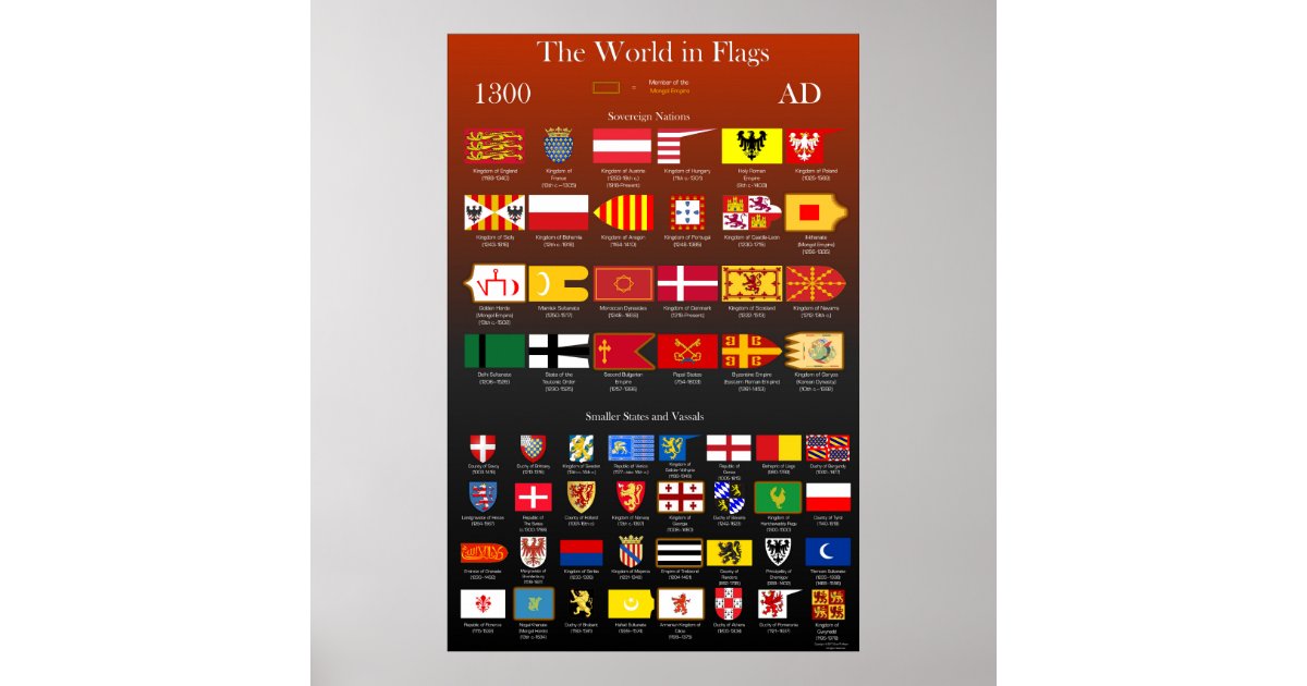 1300 AD Flaggen der Welt Poster | Zazzle.de