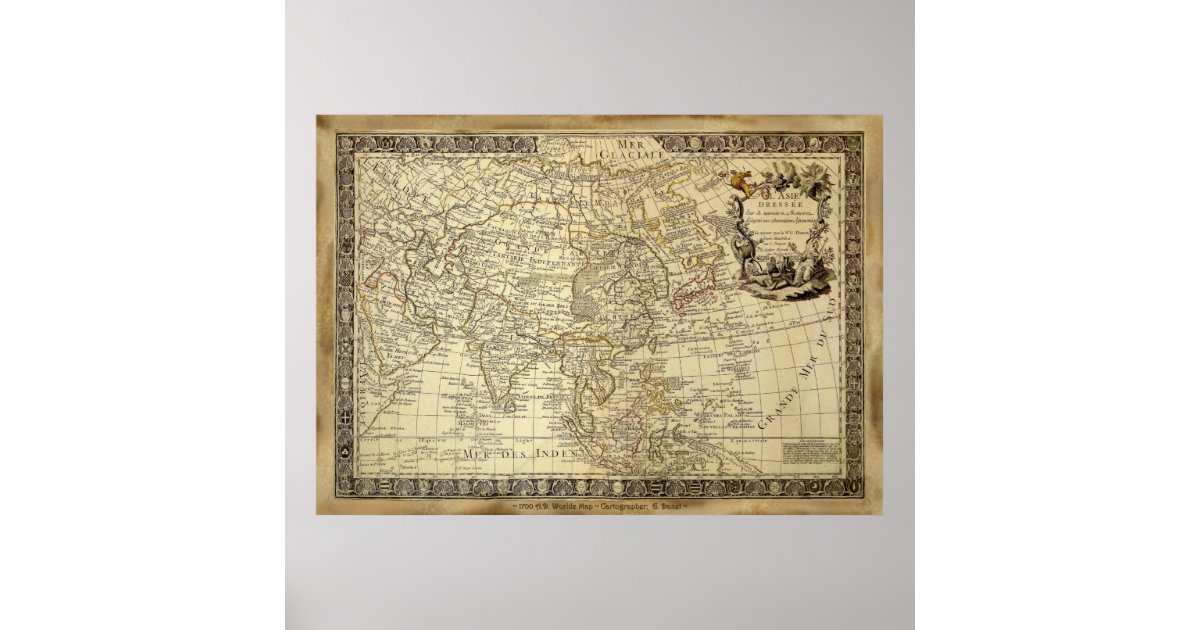 1700 AD OLD WORLD MAP Poster | Zazzle.de