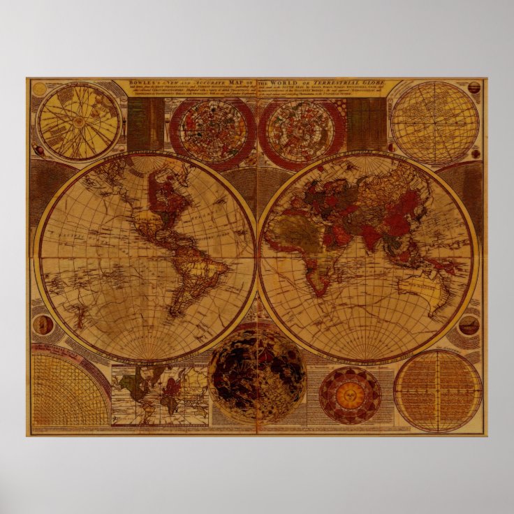 1780 Old World Map Art Poster | Zazzle.de