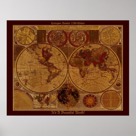 1780 Old World Map Art Poster | Zazzle.de