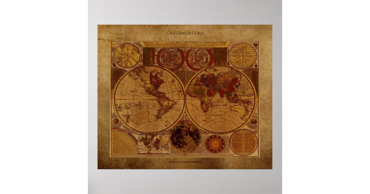 1780 Old World Map on Pergament Effect Art Poster | Zazzle.de