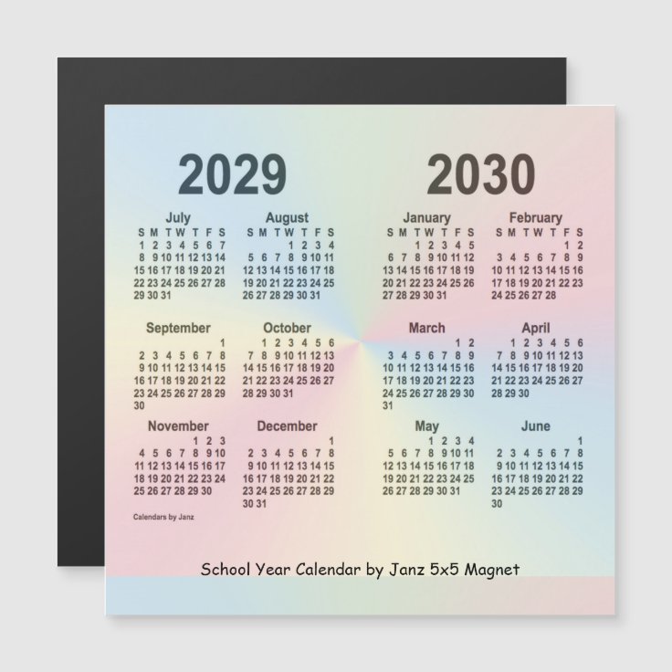 2029-2030 Rainbow School Year Calendar by Janz Magnetkarte | Zazzle.de
