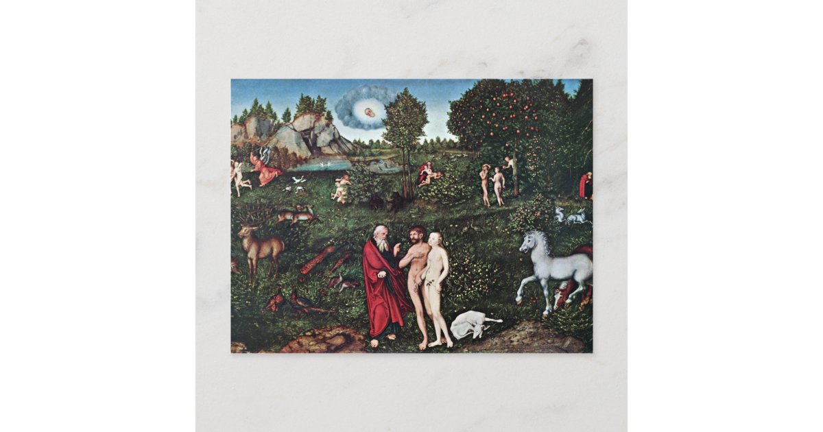 Adam und Eva im Garten von Eden, Adam und Eva I Postkarte | Zazzle.de