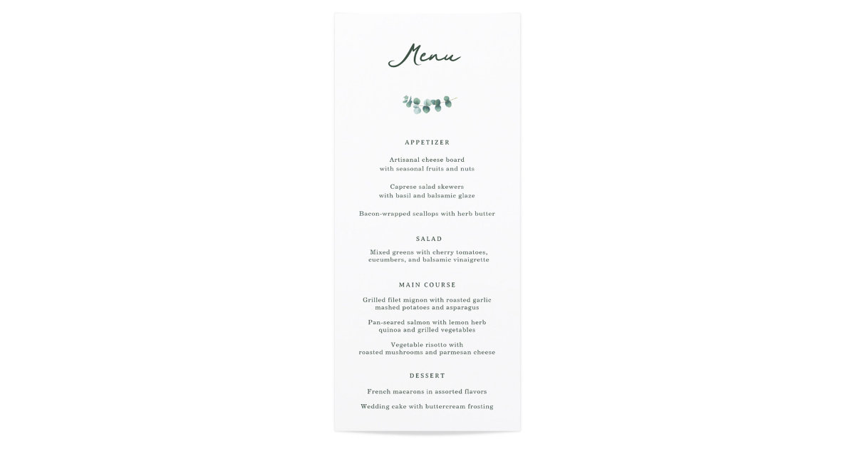 Adelaide Wedding Dinner Menu Menükarte | Zazzle.de