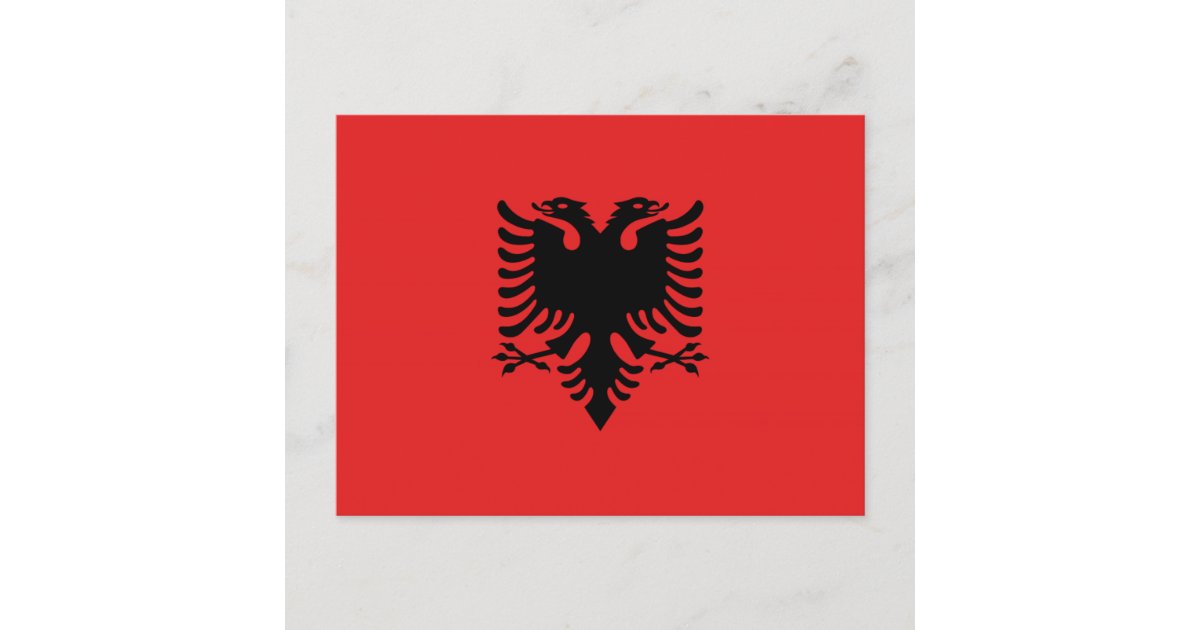 Albanische Flagge mit Zweikopfadler Postkarte | Zazzle.de