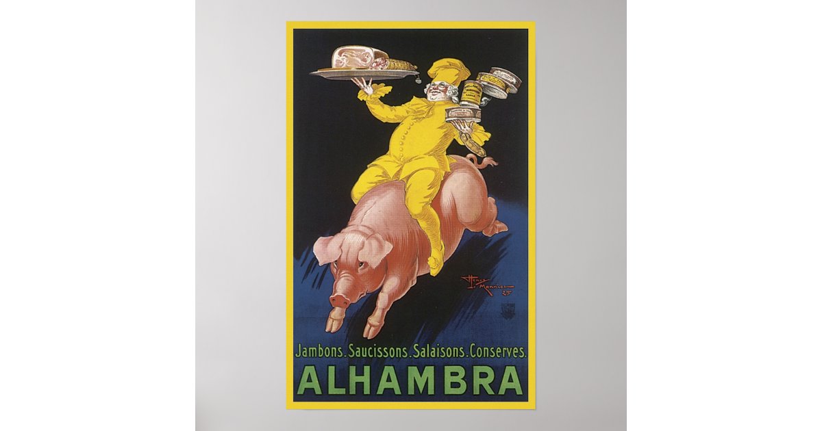 Alhambra Ham Flying Pig Ad Poster | Zazzle.de