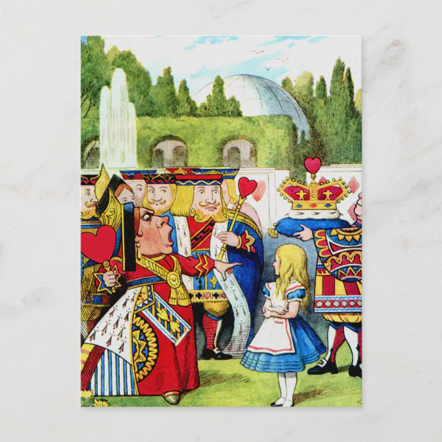 Alice trifft die Königin des Herzens im Wunderland Postkarte | Zazzle.de