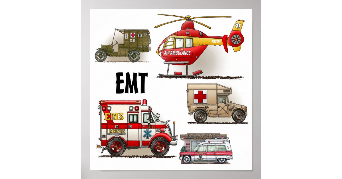Ambulance EMT Vehicles Poster | Zazzle.de