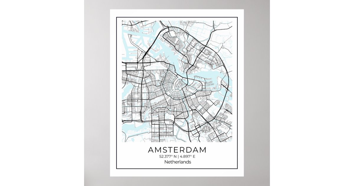 Amsterdam Map Print - Amsterdam Black & White Map Poster | Zazzle.de