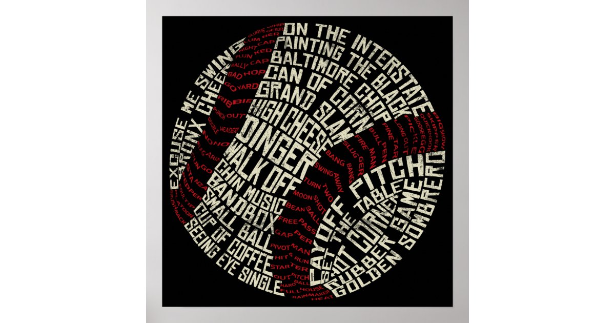 Baseball Slang Words Calligram Poster | Zazzle.de