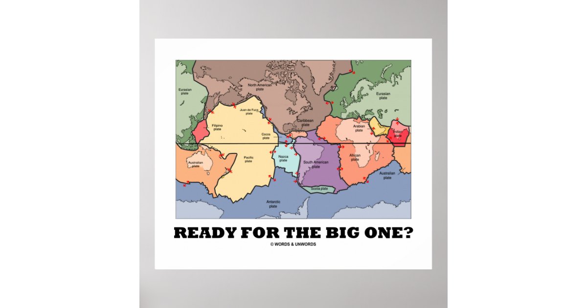 Bereit für den Großen? (Plate Tectonics World Map) Poster | Zazzle.de