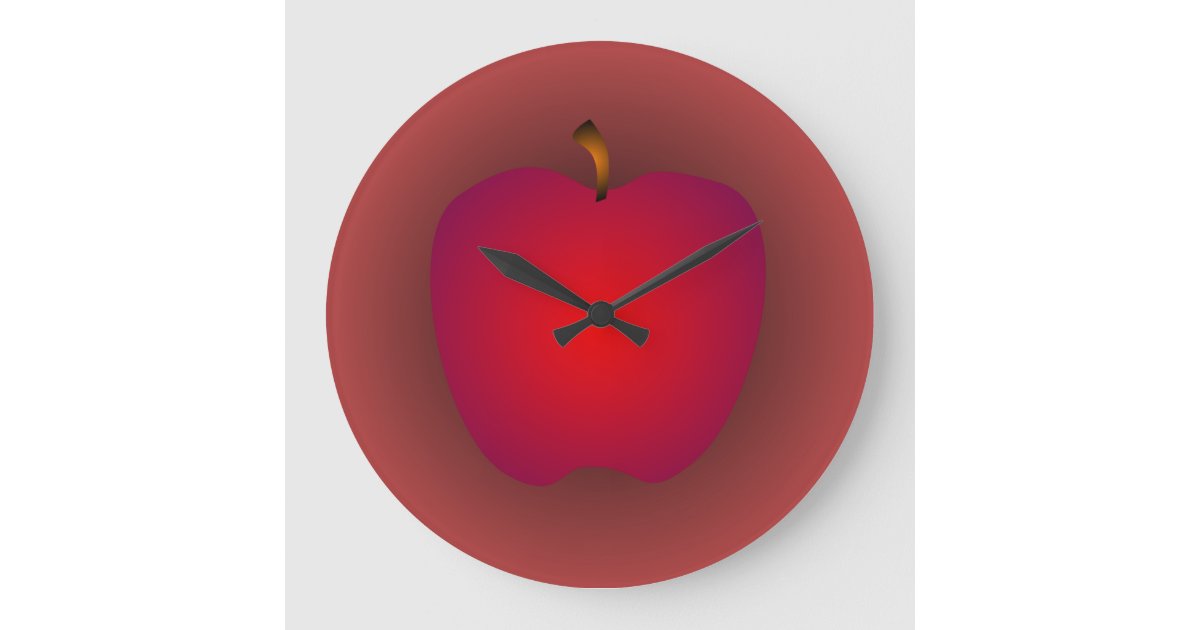 Big Red Apple Wall Clock Große Wanduhr | Zazzle.de