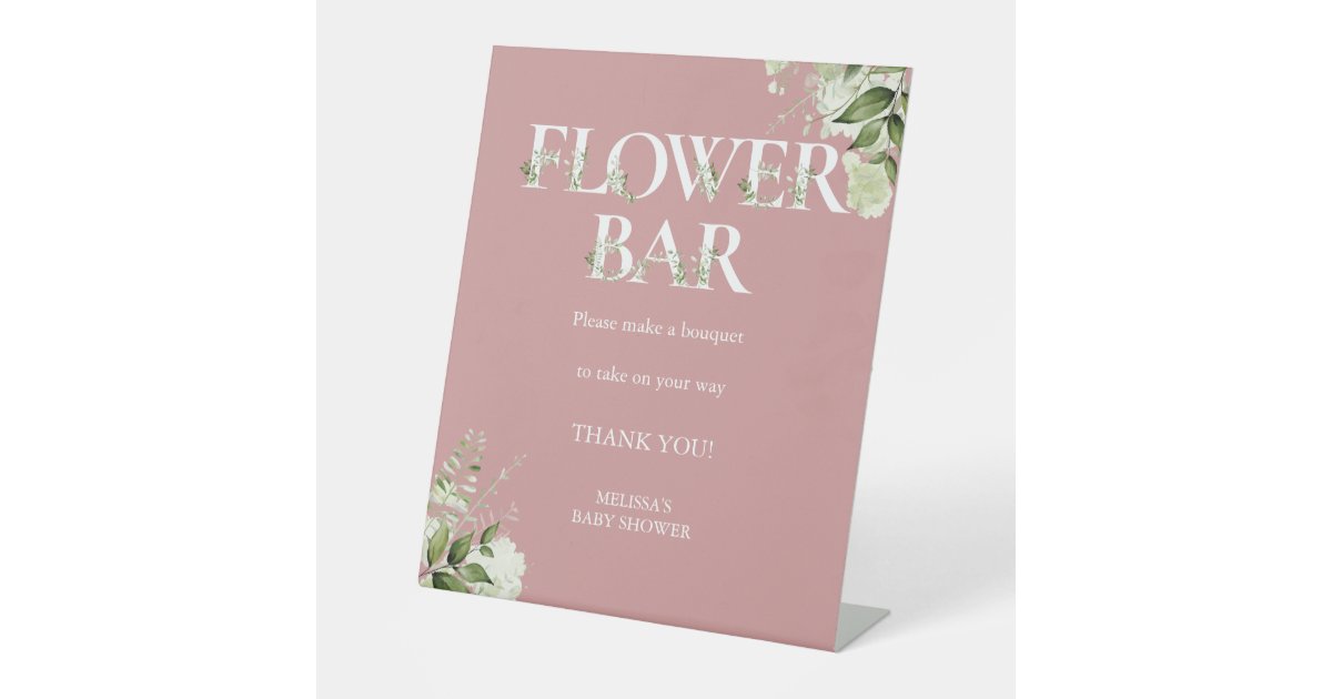 Blume Bar Greenery Blumenstrauß Rose Kinderdusche Sockelschild | Zazzle.de
