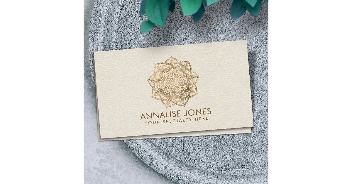 Blume des Lebens in Lotus - Pastellgolden und Lein Visitenkarte | Zazzle.de