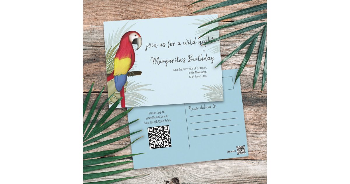 Botanische Wildvögel Bird QR Code Social Media Postkarte | Zazzle.de