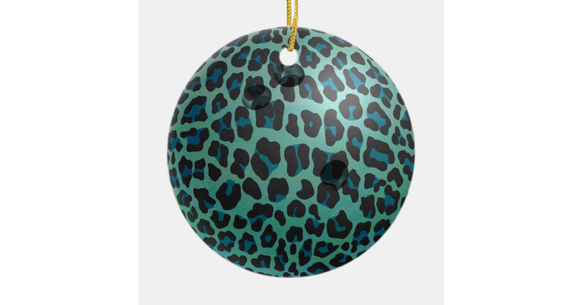 Bowling Ball Leopard Aquamarin Keramikornament | Zazzle.de