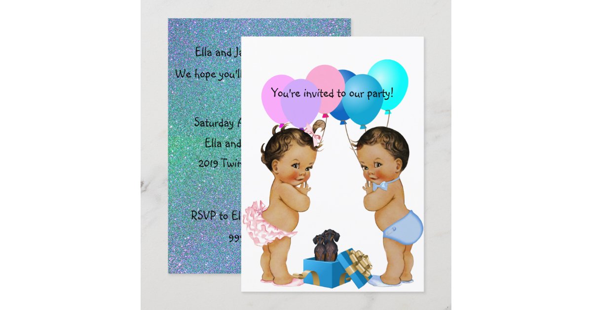 Boy Girl Twins Dackel Party Einladung | Zazzle.de