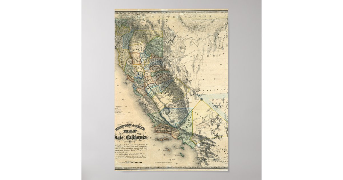 Britton and Rey's Map of California Poster | Zazzle.de