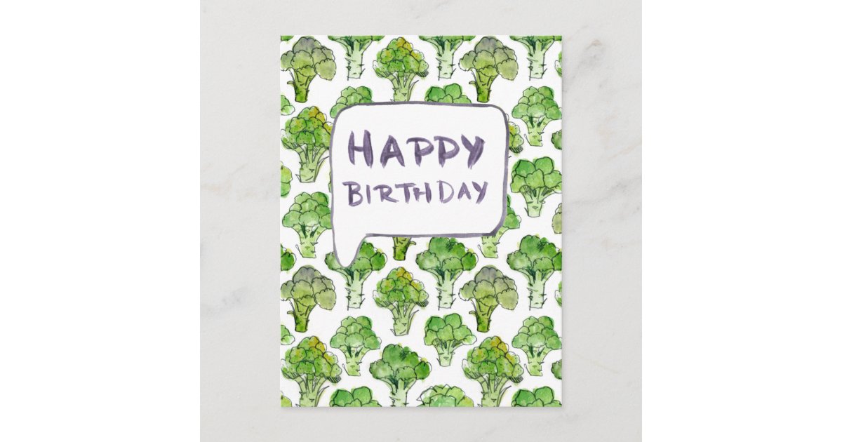 Broccoli - Happy Birthday Postkarte | Zazzle.de