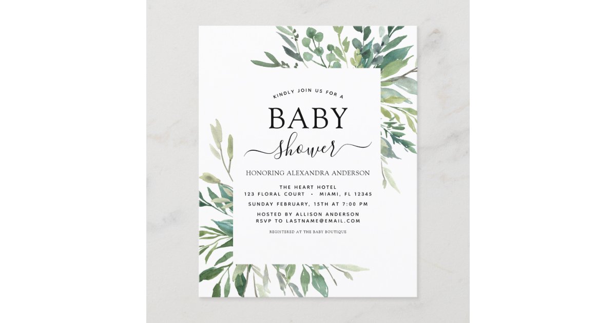 Budget Baby Duwer Greenery Botanical Flyer | Zazzle.de
