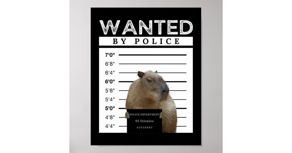 Capybara Gewollt Mugshot Capybara Meme Poster | Zazzle.de