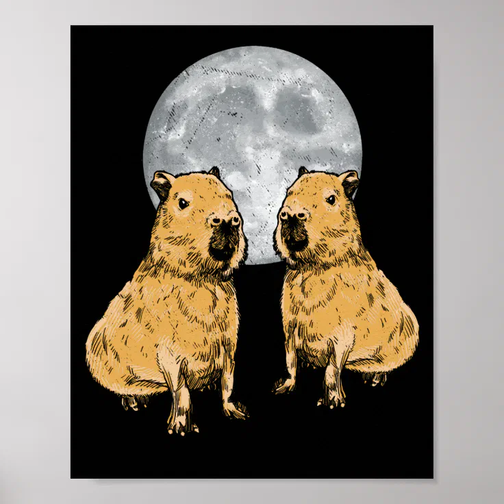 Capybara Moon Funny Capybaras Poster | Zazzle.de