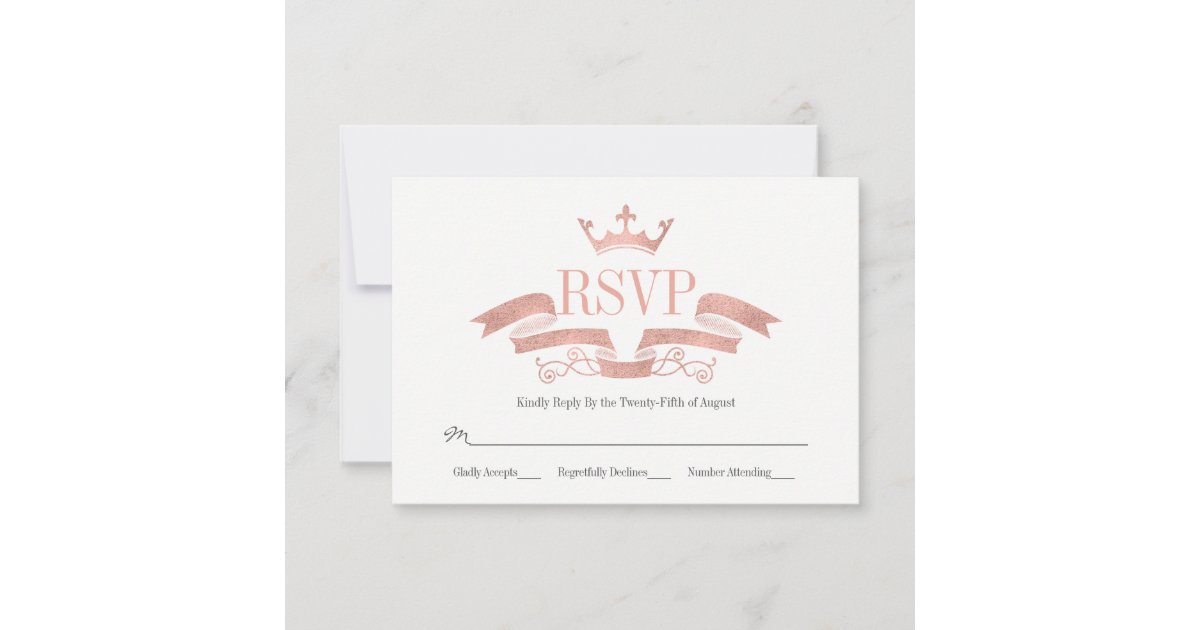 Classic Rose Gold Wappen Wedding RSVP Card | Zazzle.de