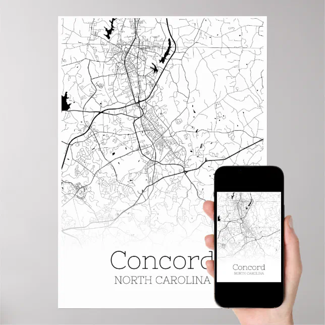 Concord Map - North Carolina - City Map Poster | Zazzle.de