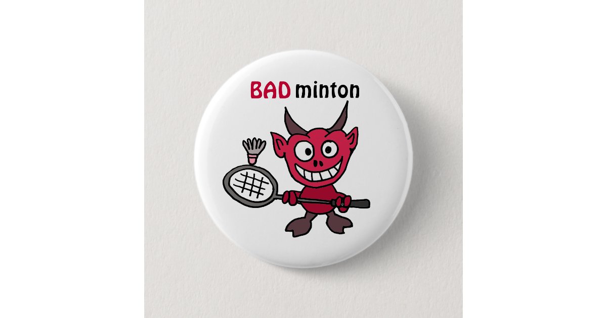 CZ- Devil Playing BADminton Cartoon Button | Zazzle.de