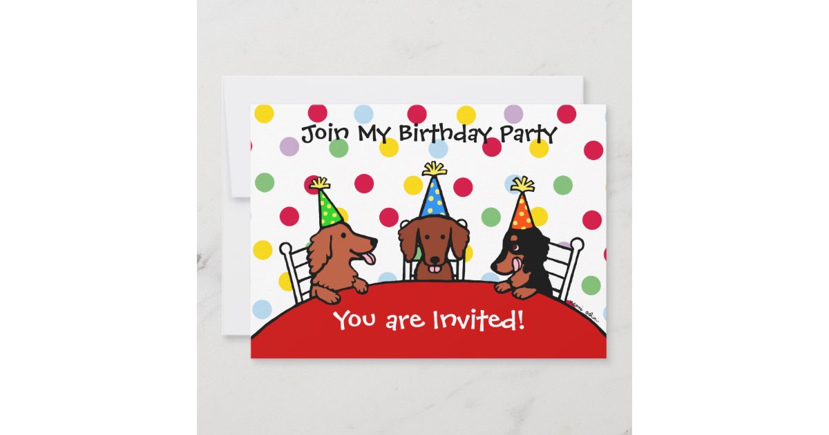 Dackel Geburtstag Cartoon Party Einladung | Zazzle.de