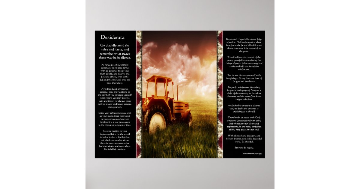 Desiderata Tractor Pflüger Posters Poster | Zazzle.de
