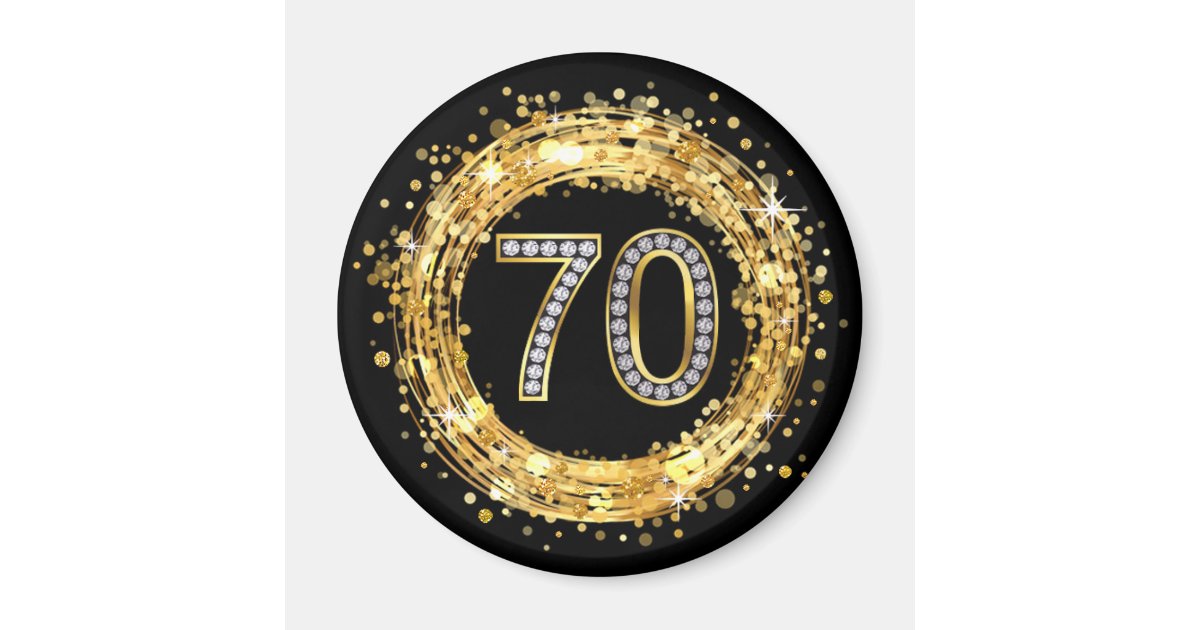 Diamant Number 70 Glitzer Bling Confetti | Gold Magnet | Zazzle.de