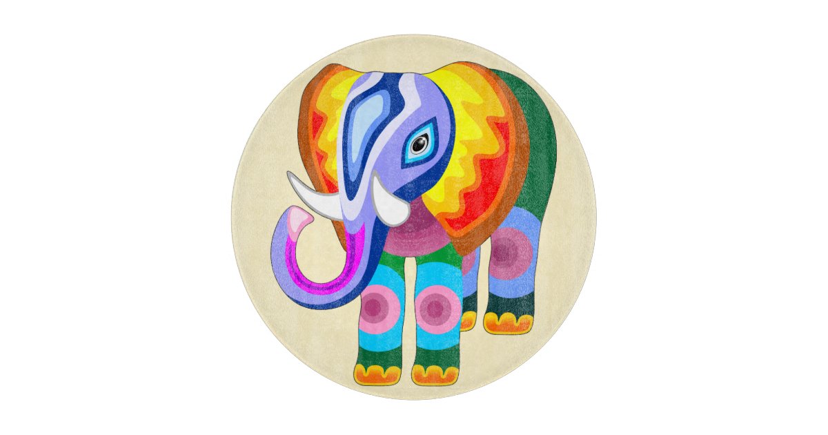 Elephant Rainbow Colors Patchwork Schneidebrett | Zazzle.de