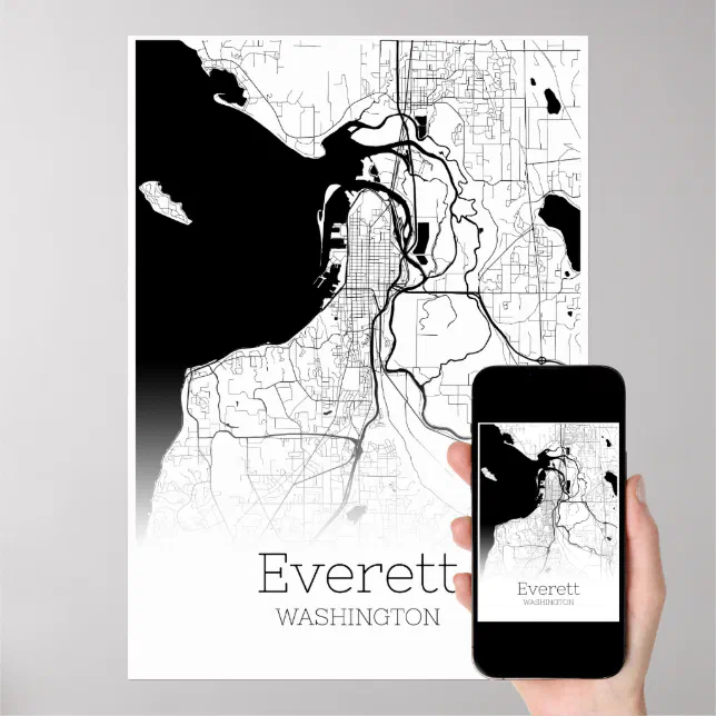 Everett Map - Washington - City Map Poster | Zazzle.de