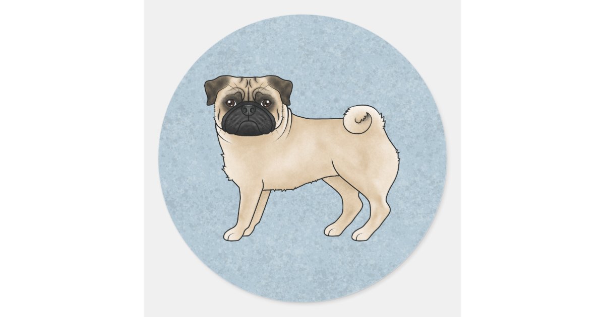 Fawn Mops Hund Stehender Niedlicher Cartoon Illust Runder Aufkleber ...