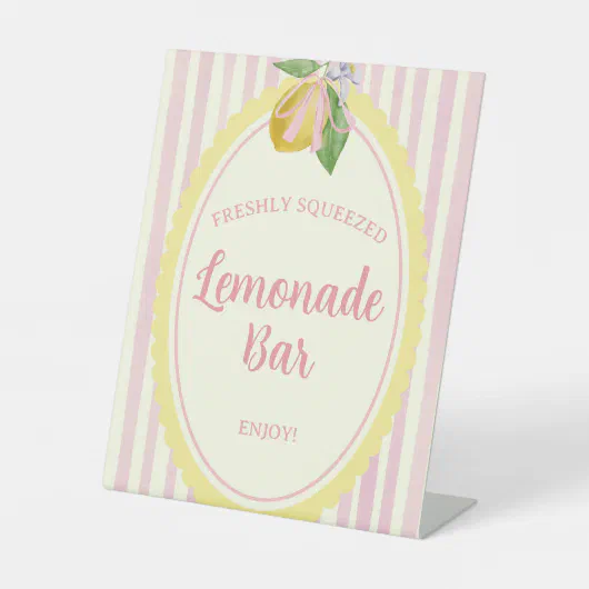 Frische Zitronenlimonade Bar Pink Lemon Party Sockelschild | Zazzle.de
