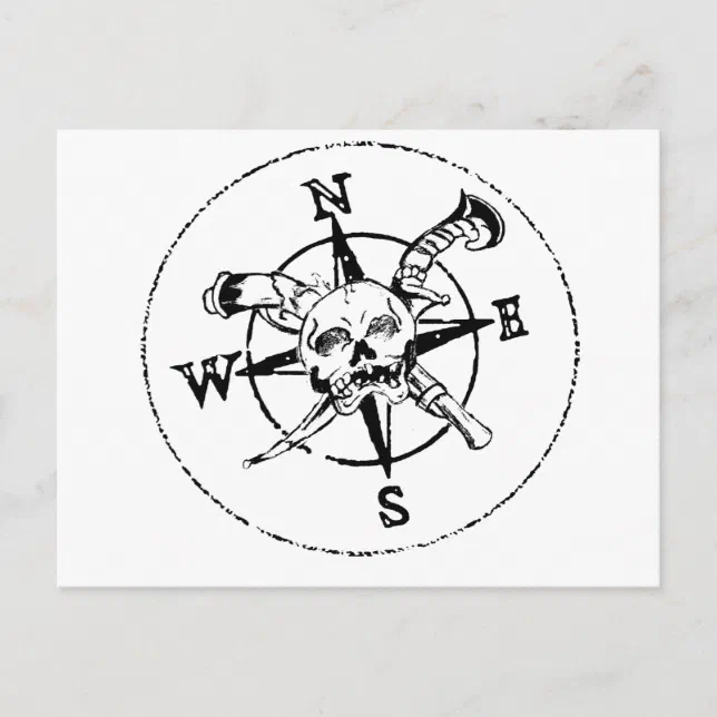 Fun Pirate Compass Logo Postkarte | Zazzle.de
