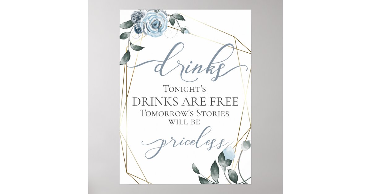 Funny Free Drinks Bar Menu Sign Poster | Zazzle.de