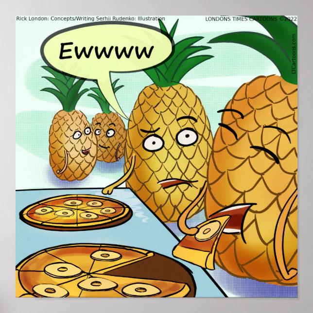 Funny LTCartoons Pineapple Pizza Comic Poster | Zazzle.de
