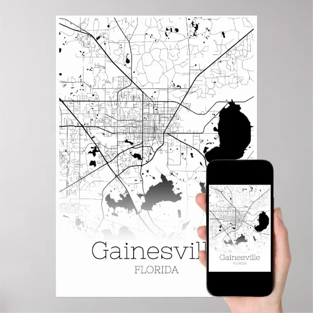 Gainesville Map - Florida - City Map Poster | Zazzle.de