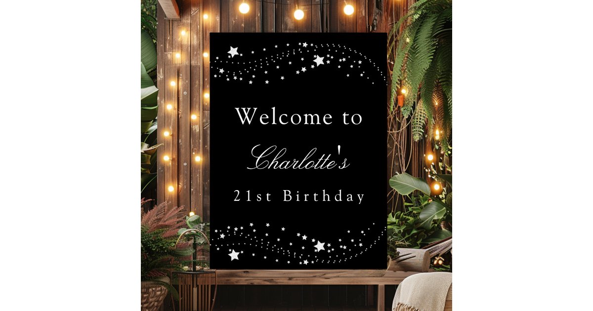 Geburtstagsparty Black Silber Sterne Eleganter Emp Poster | Zazzle.de