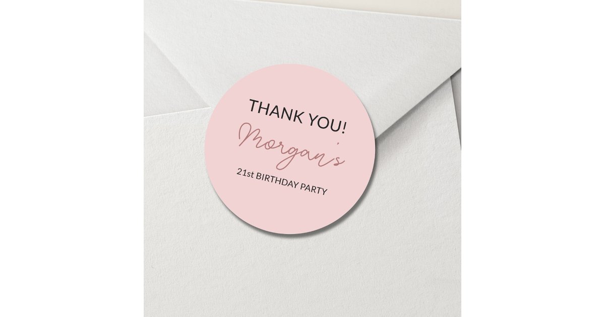 Geburtstagsparty Blush Pink Niedlich Danke Runder Aufkleber | Zazzle.de