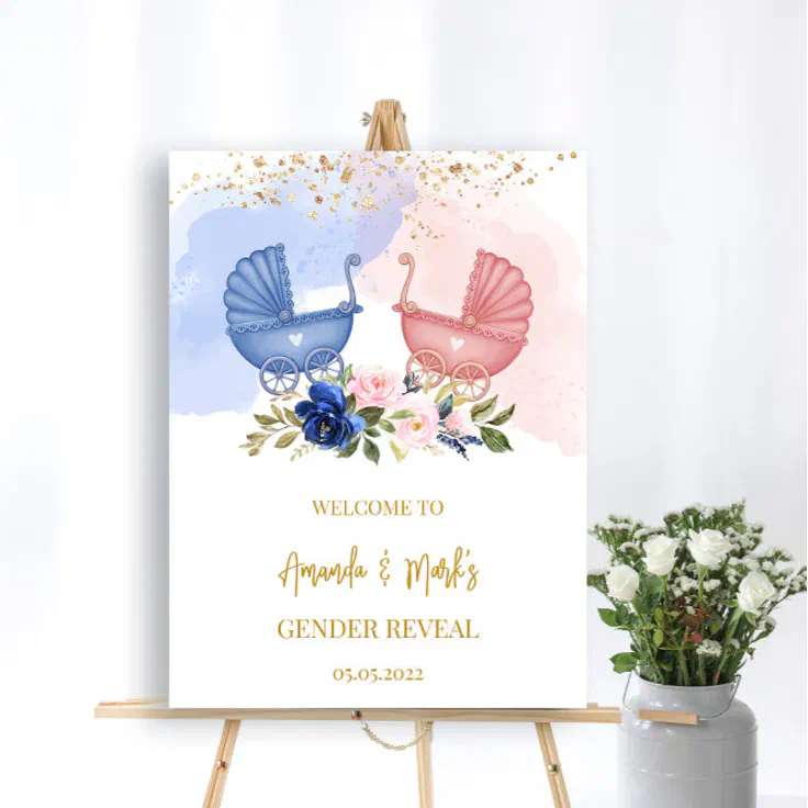 Gender Reveal Welcome Sign Poster | Zazzle.de