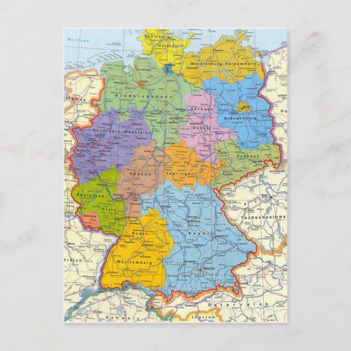 Germany map card 3 postkarte | Zazzle.de