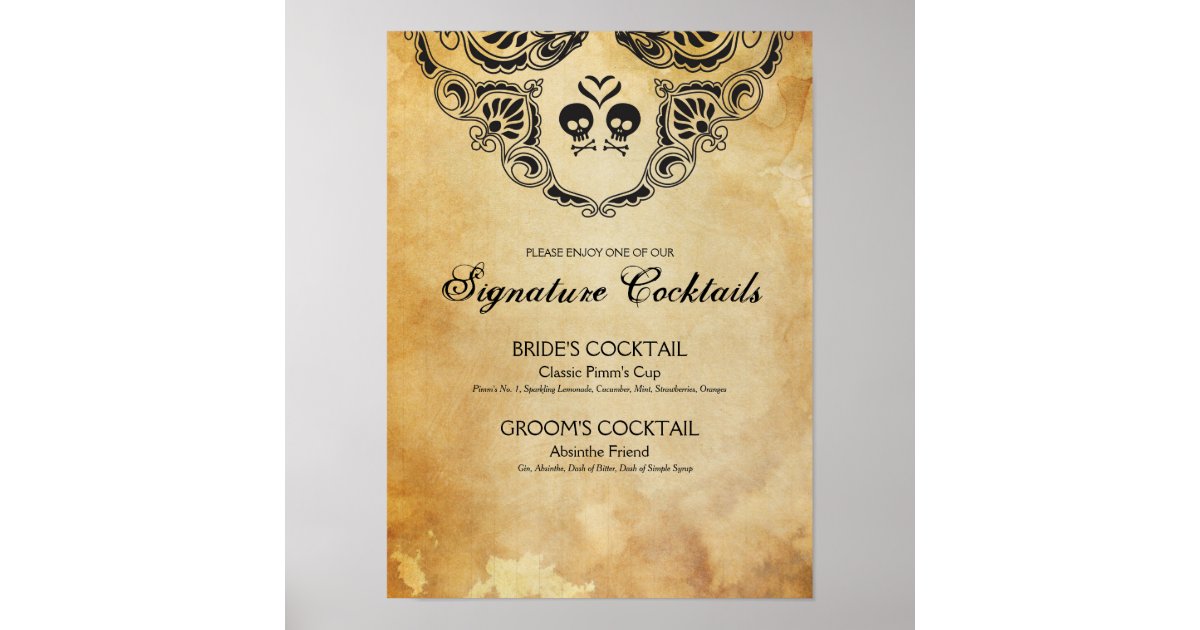 Goth Wedding Signature Cocktail Signature Hallowee Poster | Zazzle.de