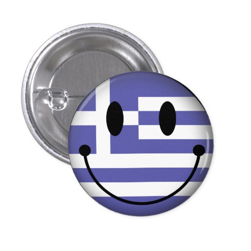 Griechenland-smiley Runder Button 3,2 Cm | Zazzle