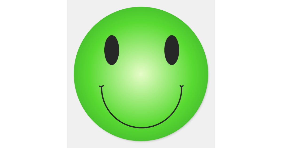 Grüner smiley runder aufkleber | Zazzle