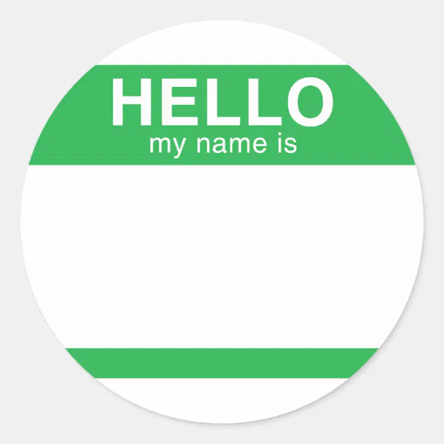 Hallo, mein Name ist grün Runder Aufkleber | Zazzle.de