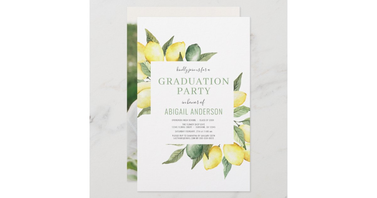 Haushaltsplan 2023 Foto Lemon Grad Party Einladung | Zazzle.de