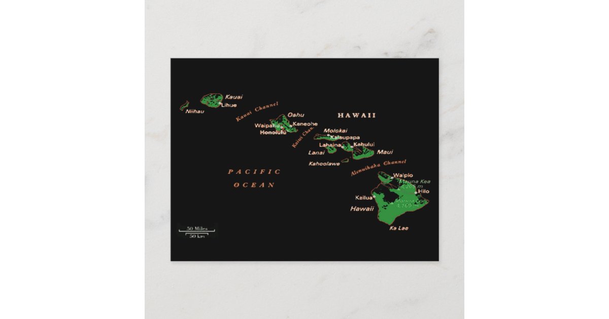 Hawaiianische Inselkarte Postkarte | Zazzle.de